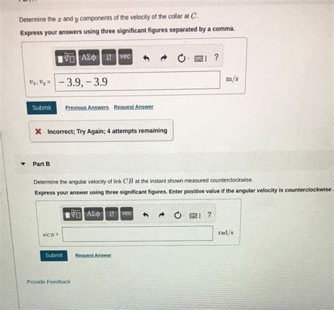 Solved The Angular Velocity Of Link Ab Is Wab 7 Rad S