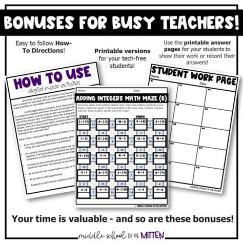 Mixed Integer Operations Digital Self Correcting Maze Practice Activity Bundle