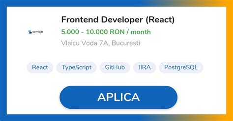 Frontend Developer React 💰 5000 10000 Ron Rdevjobromania