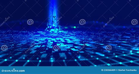 futuristic data stream 3d illustration data transfer technology stock