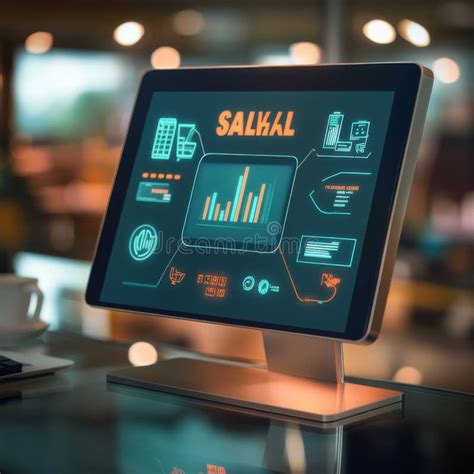 Modern Digital Display Showcasing Data Analytics In A Contemporary Office Setting During The Day