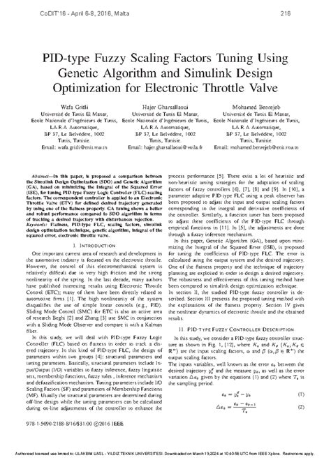 Pid Type Fuzzy Scaling Factors Tuning Using Genetic Algorithm And Simulink Design Optimization