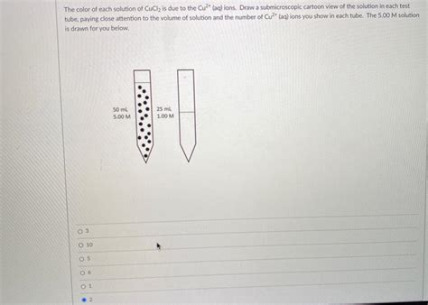 Solved The Color Of Each Solution Of Cucl2 Is Due To The
