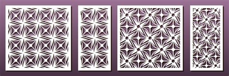 레이저 컷 파멜 템플릿 벡터 세트 추상 기하학적 패턴 스텐실 금속 절단 종이 예술 프렛워크 목재 조각 카드 배경 벽 패널 디자인에 대한 다이 Cnc 장치에 대한 스톡 벡터