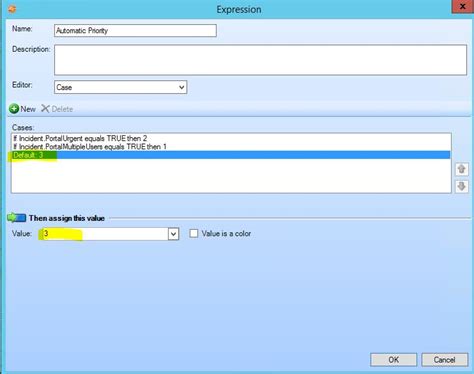 how can you set the default priority value for an incident created via