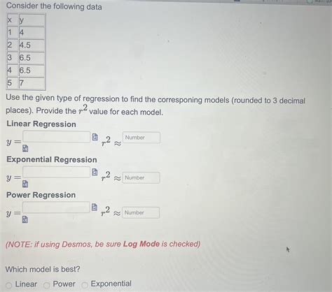 Solved Consider the following data Use the given type of | Chegg.com