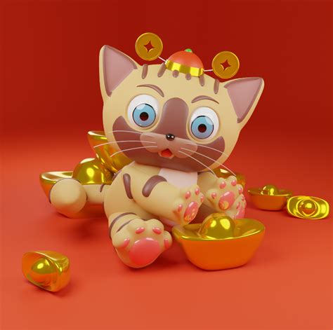 招财老虎 小老虎 Blend Blender布的