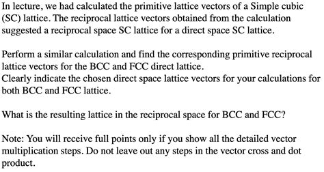solved in lecture we had calculated the primitive lattice