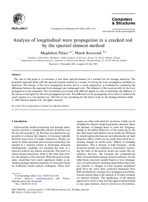 Pdf Analysis Of Longitudinal Wave Propagation In A Cracked Rod By The Spectral Element Method