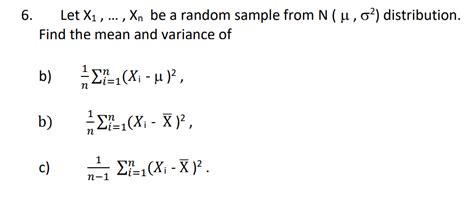 6 let x1 … xn be a random sample from n μ σ2