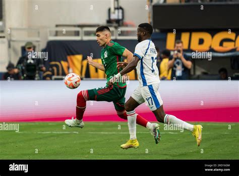 Mexico Defender Johan Vásquez 5 Gains Possession Against Panama Forward José Fajardo 17