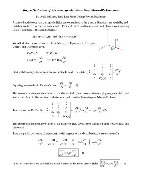 Pdf Simple Derivation Of Electromagnetic Waves From Maxwells