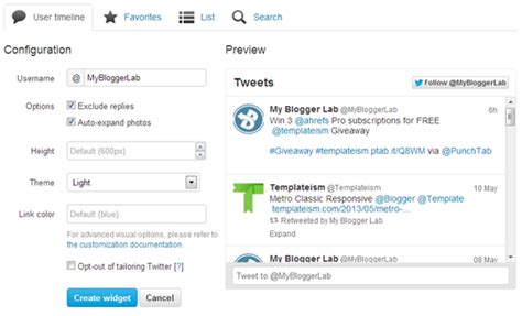 how to add a twitter feeds widget in blogger ~ my blogger lab