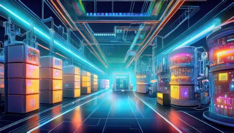 Futuristic Industrial Automation Landscape Showcasing Vibrant Stock Image Image Of Systems