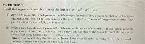 solved exercise 2 recall that a geometric sum is a sum of