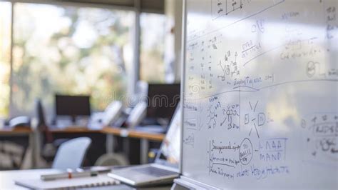 A Large Whiteboard With Equations And Diagrams Drawn On It Providing A