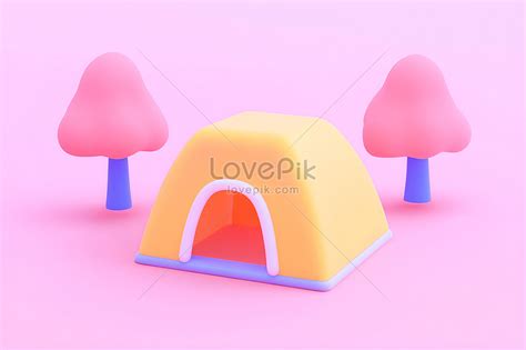 만화 텐트 캠프 일러스트 무료 다운로드 Lovepik