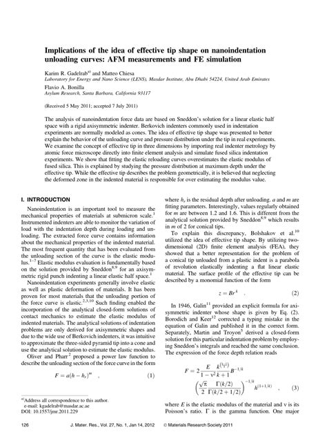 Pdf Implications Of The Idea Of Effective Tip Shape On