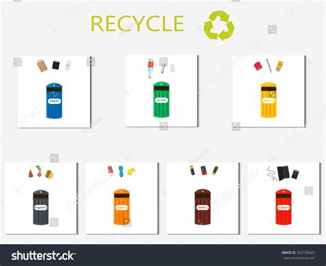 many garbage cans sorted garbage sorting stock vector royalty free