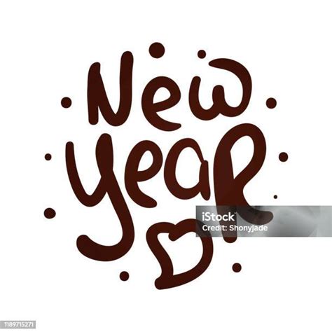 흰색 배경에 눈과 마음으로 새해 어두운 글자 원 텍스트에 새겨진 손으로 그린 스타일입니다 벡터 일러스트레이션 검은색에 대한 스톡 벡터 아트 및 기타 이미지 Istock