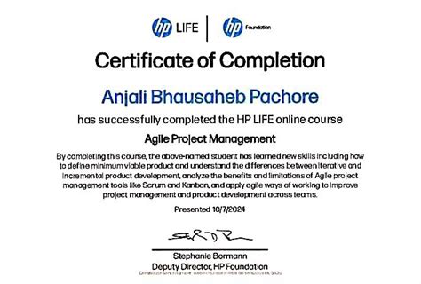 Anjali Pachore On Linkedin Agileprojectmanagement Continuouslearning Hplife Professionalgrowth
