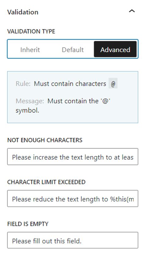 Advanced Form Validation FormBuilder