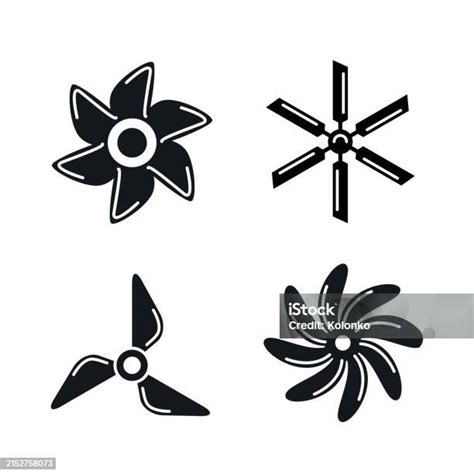 벡터 스크류 팬 버팀대 터빈 블레이드 모터 로터 모양 보트 공기 프로펠러 기호 산업 냉각기 공기 흐름 계기판 장식품에 대한 스톡