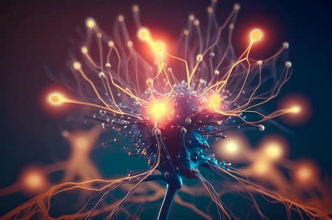 生物神经网络的抽象图像 信息处理和数据处理的概念 合成神经元组装器 纳米机器人 神经元和突触发射人工智能生成 Premium Ai 生成圖片