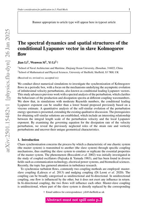 Pdf The Spectral Dynamics And Spatial Structures Of The Conditional Lyapunov Vector In Slave