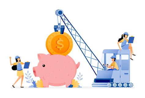 고객 자금 관리의 금융 인프라 개선의 벡터 설계 사람들은 돈을 저축하려고합니다 일러스트는 웹 사이트 포스터 배너 모바일 앱 웹 소셜 미디어 광고에 대한 수 있습니다 돼지