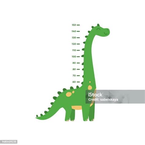 귀여운 공룡이 있는 높이 측정 차트 흰색 배경에 분리된 만화 평면 벡터 그림 개념에 대한 스톡 벡터 아트 및 기타 이미지 개념 검사 보기 공룡 Istock