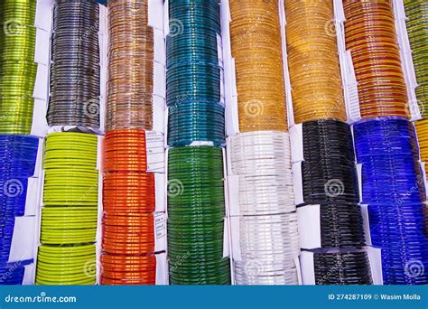 Multi Colored Glass Bangles For Sale Can Be Used As A Texture