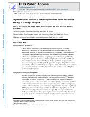 Implementation Of Clinical Practice Guidelines In The Health Care Setting A Concept Analysis Pdf
