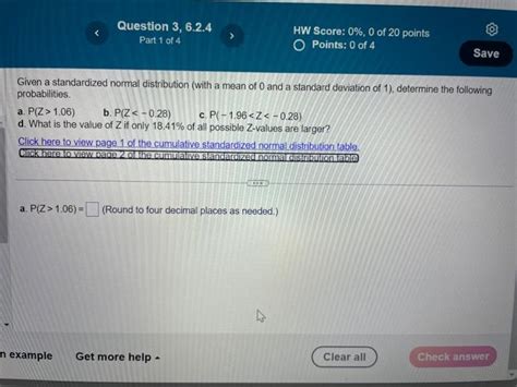 Solved Given A Standardized Normal Distribution With A Mean Chegg