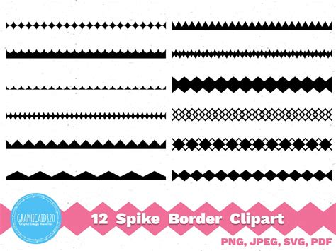 12 Spike Border Text Divider Clip Art Elegant Lace Header