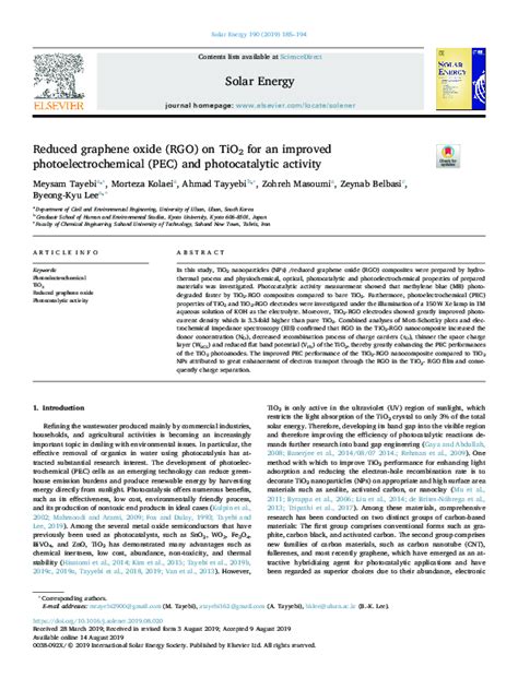 Pdf Reduced Graphene Oxide Rgo On Tio2 For An Improved