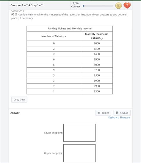 Solved 95 Confidence Interval For The Y Intercept Of The