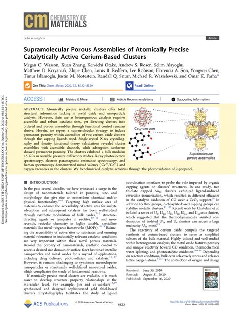 Pdf Supramolecular Porous Assemblies Of Atomically Precise