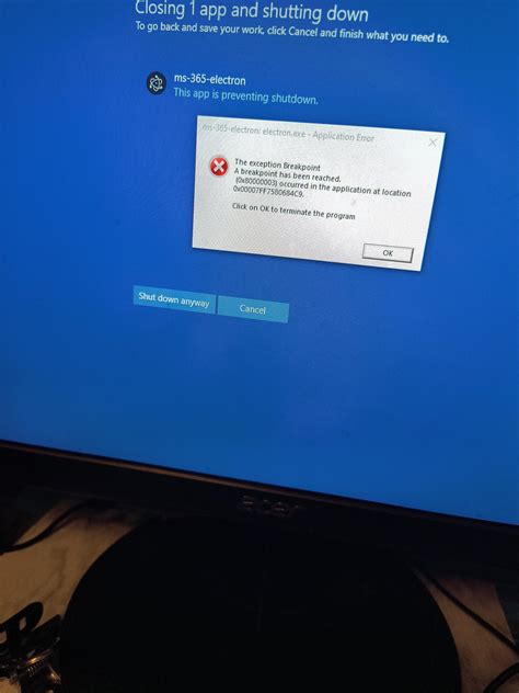 Exception Breakpoint Electron Preventing Shutdown Rpchelp