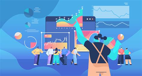 차트 및 그래프 데이터 분석 기획 회사 전략을 분석하는 재무 프레젠테이션을 만드는 사업가 가공의 인물에 대한 스톡 벡터 아트 및 기타 이미지 가공의 인물 개념 거래자