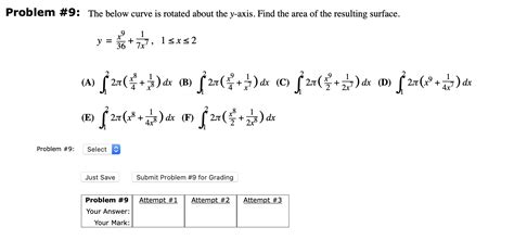 Solved Problem 9 The Below Curve Is Rotated About The