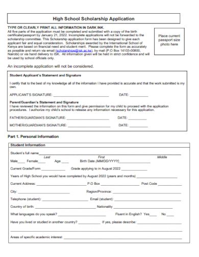 Free 20 High School Application Samples In Pdf