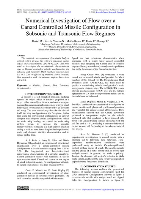 Pdf Numerical Investigation Of Flow Over A Canard Controlled Missile
