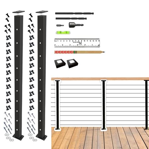 Cr Home Level Drilled Cable Railing Post 2pcs 36 Inch Powder Coated