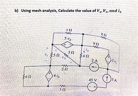 solved b using mesh analysis calculate the value of v va