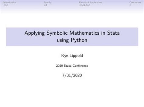 PDF Applying Symbolic Mathematics In Stata Using Python Introduction SymPy