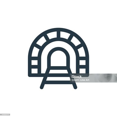 대중 교통 개념에서 터널 아이콘 벡터 터널 편집 가능한 스트로크의 얇은 선 그림입니다 웹 및 모바일 앱 로고 인쇄 미디어에 사용할 선형 기호 0명에 대한 스톡 벡터 아트 및