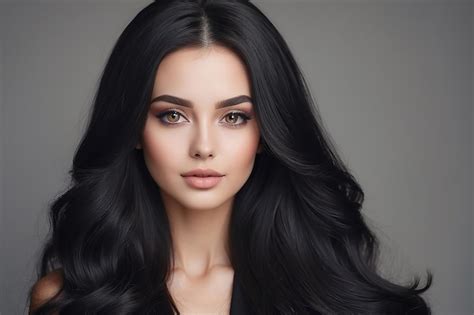 Premium Photo Portrait Of A Beautiful Young Woman With Long Black