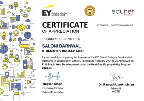 saloni barnwal on linkedin aicte ey internshipcompletion