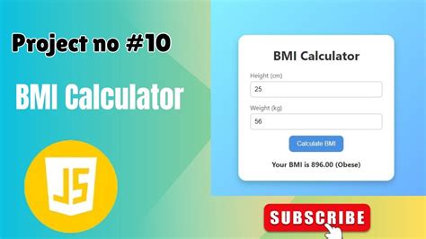Bmi Calculator Javascript Project With Html And Css Project 10 Of 100